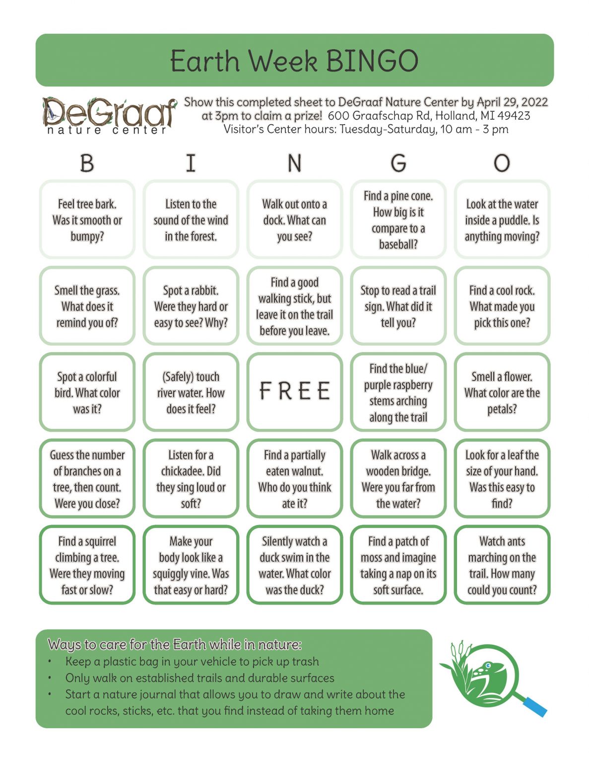 2022 Earth Day Activity Kit - Outdoor Discovery Center